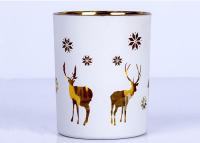 China Carved Gold Ancient Castle Christmas Glass Candle Jar For Home Decoration for sale