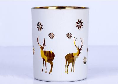 China Carved Gold Ancient Castle Christmas Glass Candle Jar For Home Decoration for sale