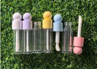 China Spherical Cap 6ml Large Brush Lip Gloss Bottle Cute Round Cosmetic Lip Gloss Stick Tube Empty Lip Oil Container for sale