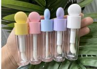 China Luxury Flat head 6ml Special Cute Lid Lip Gloss Bottle with Big Brush for sale
