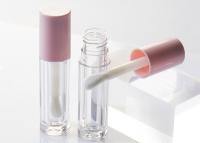 China Transparent Frost Cosmetic Tube 4.5 ml Round Private Label Lip Gloss Tube With  Large Brush for sale