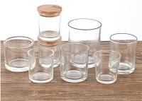 China Clear Glass Cylinder Candle Jar Vessel with Shiny Gold Metal Lid Iron for Candle Making for sale