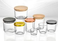 China U Shape 4oz 6oz 8oz 10oz 12oz Empty Clear Scented Glass Candle Jars with Wooden Lid for sale