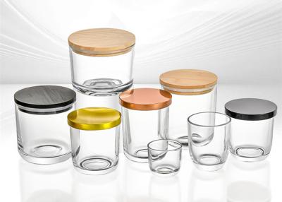 China U Shape 4oz 6oz 8oz 10oz 12oz Empty Clear Scented Glass Candle Jars with Wooden Lid for sale