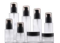 China Transparent Frosted Empty Cosmetic Perfume Lotion Bottle and Cream Jar with Duckbill Lid for sale
