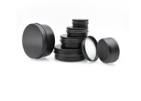 China 15ml 50ml 60ml 100ml 150ml Round Empty Tin Can Black Tin Screw Lid Black Aluminum Jar for sale
