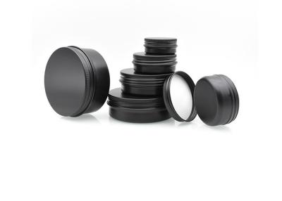 China 15ml 50ml 60ml 100ml 150ml Round Empty Tin Can Black Tin Screw Lid Black Aluminum Jar for sale