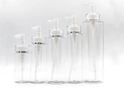China 100ml 150ml 200ml 300ml 500ml Luxury Gold Silver Line Pump Clear Cosmetic Plastic Bottle Shampoo Skincare Body Lotion Bottle for sale