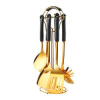 China 7pcs Stainless Steel Kitchen Utensils Set Nordic Style Cooking Spoons Black White for sale