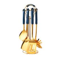 China 7pcs Stainless Steel Kitchen Utensils Set Nordic Style Cooking Spoons Black White for sale