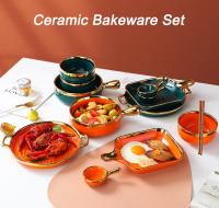 China Double Wall Insulated Ceramic Dinner Plates Set 4pcs Nordic Style for Kitchen Cooking for sale