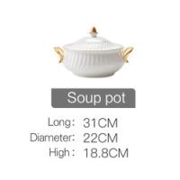 China Gold Line White Bone China Embossed Tableware Wedding Charger Plate Dinner Plate Bowl Mug Coffee Cup Set 100pcs for sale