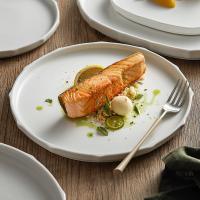 China Custom Printed Polygonal Ceramic Plates 8 10 12 Inch Wholesale Dinnerware for sale