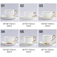 China Wholesale Customizable Sublimation Coated Bone China Mug with Saucer 180ml 250ml Gold Rim for sale