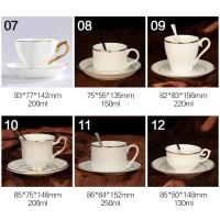 China Wholesale Customizable Sublimation Coated Bone China Mug with Saucer 180ml 250ml Gold Rim for sale