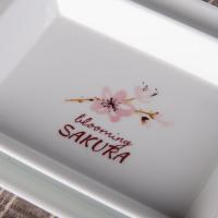 China Japanese Cherry Blossom White Ceramic Dinner Plate Set 4 Shapes Baking Dessert Bowl Mug for sale