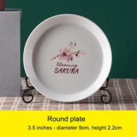 China Japanese Cherry Blossom White Ceramic Dinner Plate Set 4 Shapes Baking Dessert Bowl Mug for sale