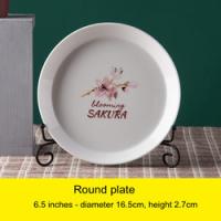 China Japanese Cherry Blossom White Ceramic Dinner Plate Set 4 Shapes Baking Dessert Bowl Mug for sale