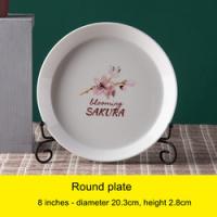 China Japanese Cherry Blossom White Ceramic Dinner Plate Set 4 Shapes Baking Dessert Bowl Mug for sale