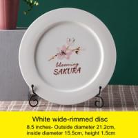 China Japanese Cherry Blossom White Ceramic Dinner Plate Set 4 Shapes Baking Dessert Bowl Mug for sale