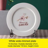 China Japanese Cherry Blossom White Ceramic Dinner Plate Set 4 Shapes Baking Dessert Bowl Mug for sale