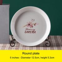 China Japanese Cherry Blossom White Ceramic Dinner Plate Set 4 Shapes Baking Dessert Bowl Mug for sale