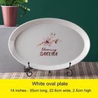 China Japanese Cherry Blossom White Ceramic Dinner Plate Set 4 Shapes Baking Dessert Bowl Mug for sale