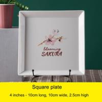 China Japanese Cherry Blossom White Ceramic Dinner Plate Set 4 Shapes Baking Dessert Bowl Mug for sale