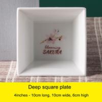 China Japanese Cherry Blossom White Ceramic Dinner Plate Set 4 Shapes Baking Dessert Bowl Mug for sale
