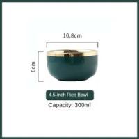 China Gold Frame Dark Green Porcelain Dinner Set 27x27x20cm Ceramic Tableware 16 Piece for sale