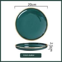 China Gold Frame Dark Green Porcelain Dinner Set 27x27x20cm Ceramic Tableware 16 Piece for sale