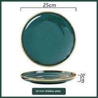 China Gold Frame Dark Green Porcelain Dinner Set 27x27x20cm Ceramic Tableware 16 Piece for sale