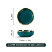 China Gold Frame Dark Green Porcelain Dinner Set 27x27x20cm Ceramic Tableware 16 Piece for sale