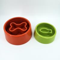 China Colorful Ceramic Pet Bowl 15.5x15.3x7.7cm Rounded Dog Slow Feeder for Food Water Feeding for sale