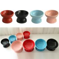 China Custom Ceramic Cat Bowl Anti Vomiting Tilted Raised Feeder 4.5 Inch 6 Inch Sizes for sale