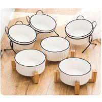 China Custom Ceramic Custom Pet Bowls Feeders Rounded Shape With Shelf for sale