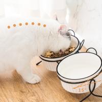 China Custom Ceramic Custom Pet Bowls Feeders Rounded Shape With Shelf for sale