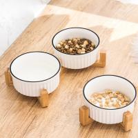 China Custom Ceramic Custom Pet Bowls Feeders Rounded Shape With Shelf for sale