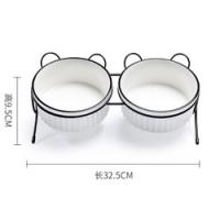China Custom Ceramic Custom Pet Bowls Feeders Rounded Shape With Shelf for sale