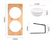 China Raised Elevated Ceramic Pet Bowl Set for Cat Dog Food Water Feeding with Solid Pine Wood Frame Custom Size for sale