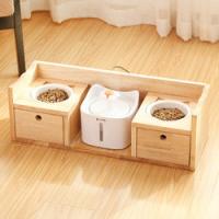 China Bamboo Wooden Raised Dog Bowls Elevated Pet Food and Water Feeding Stand 2 Bowl for sale