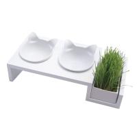 China Sustainable Customized Ceramic Double Cat Bowl Multifunctional for sale