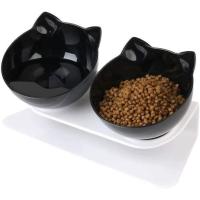 China Sustainable Customized Ceramic Double Cat Bowl Multifunctional for sale