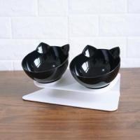 China Sustainable Customized Ceramic Double Cat Bowl Multifunctional for sale