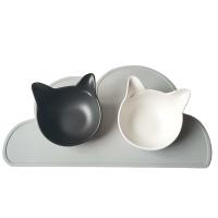China Sustainable Customized Ceramic Double Cat Bowl Multifunctional for sale