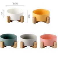 China Japan Style Printed Marble Ceramic Pet Bowl with Elevated Stand 16x7cm for sale