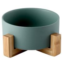 China Japan Style Printed Marble Ceramic Pet Bowl with Elevated Stand 16x7cm for sale