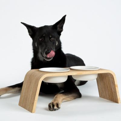 China Custom Elevated Ceramic Dog Bowls Eco Friendly Pet Feeder 5x21.5x8 Inches for sale