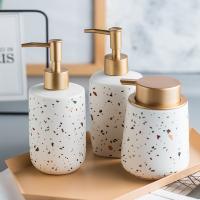 China Luxury Ceramic Bathroom Set Soap Bottle For Shampoo Liquid Lotion for sale