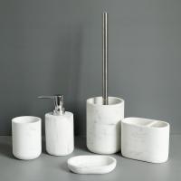 China OEM Marble Ceramic Bathroom Soap Dispenser Set 5 Piece 16cm Soap Dispenser for Shower Room for sale